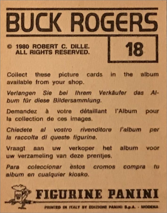 Buck Rogers - Sticker Album - Figurine Panini - 1980 Séries télé